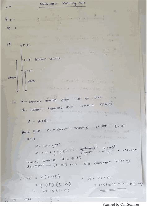 Mathematical Modiling Exam Paper 2015 Docsity