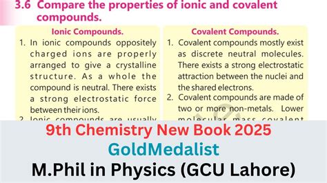 Compare The Properties Of Ionic And Covalent Compounds 9th Class Chap