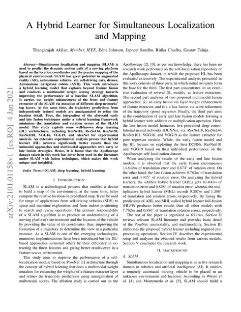 PDF A Hybrid Learner For Simultaneous Localization And Mapping