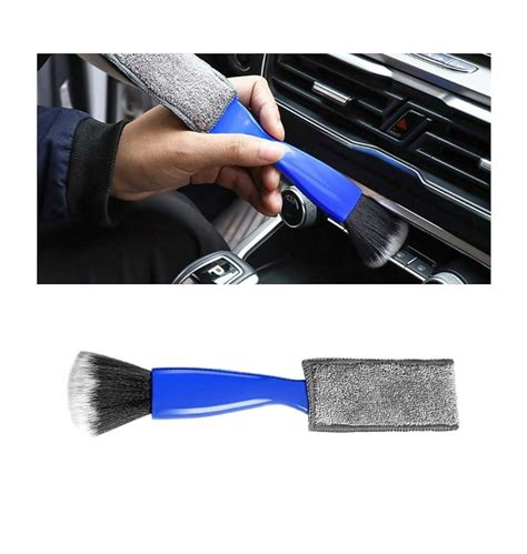 Auceli 자동차 청소용 더블 헤드 브러시 부드러운 나일론 헤어 및 코랄 플리스 외부 내부 디테일 바퀴 티몬