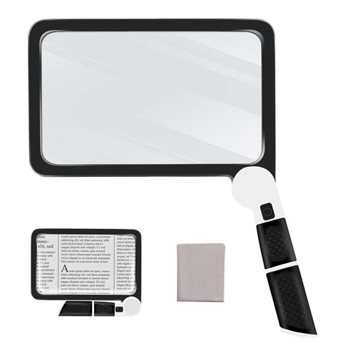 Full Page Lighted Magnifier Reading 4x Magnifying Glass For Reading