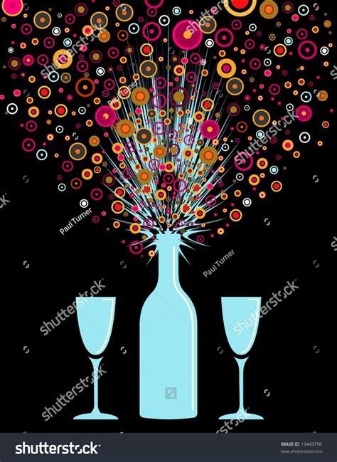 Vector Illustration Party Bottle Exploding On Vector De Stock Libre De Regalías 13443790