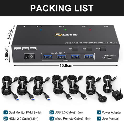 3 Pc 2 Monitore Hdmi Hdmi 4k60hz Kvm Switch Mit Edid Emulation Kc Kvm302as • Kvm Extender Kvm