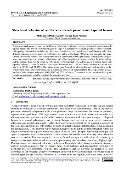 Pdf Structural Behavior Of Reinforced Concrete Pre Stressed Tapered Beams