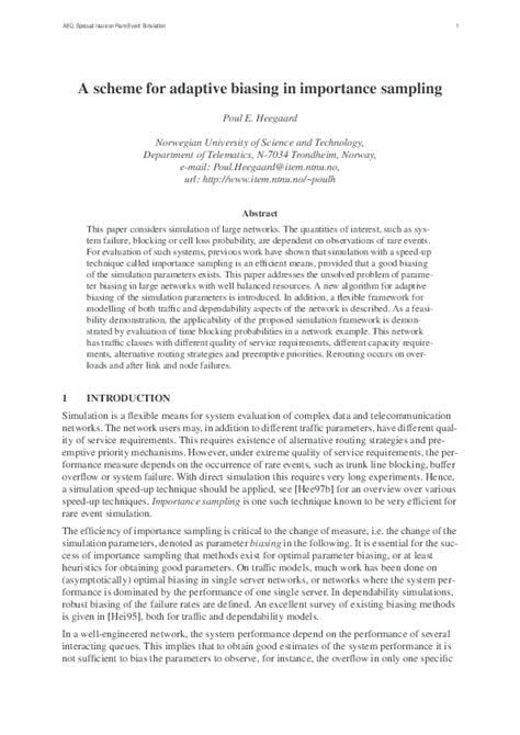 pdf a scheme for adaptive biasing in importance sampling poul
