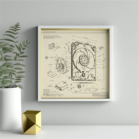 Hard Disk Drive Hdd Artistic Diagram Geek And Tech Lover S Decor Tech Enthusiast Wall Art