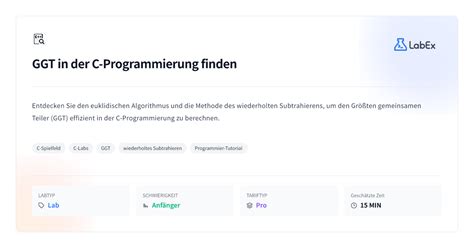 Ggt Berechnung In Der C Programmierung Beherrschen Labex