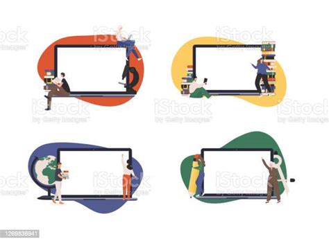 홈 컨셉의 온라인 교육 E러닝 웹 사이트 및 모바일 웹 사이트 개발을위한 최신 벡터 일러스트 개념 Brand Name