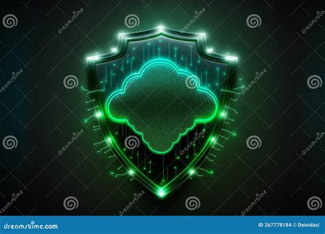 Cloud Computing And Cyber Security Data Protective Lock And Shield Generative Ai Illustration