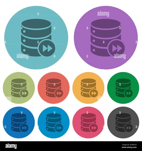 database macro fast forward darker flat icons on color round background
