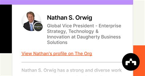 Nathan S Orwig Global Vice President Enterprise Strategy Technology And Innovation At