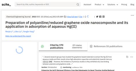 Citation Report Preparation Of Polyanilinereduced Graphene Oxide