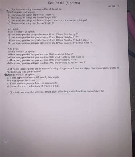 Solved Section 61 5 Points Math 222 The 1 Point A Bit