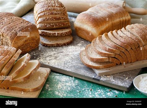 Various Types Of Sliced Bread Stock Photo Alamy