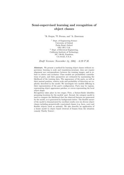 pdf semi supervised learning and recognition of object classespeople