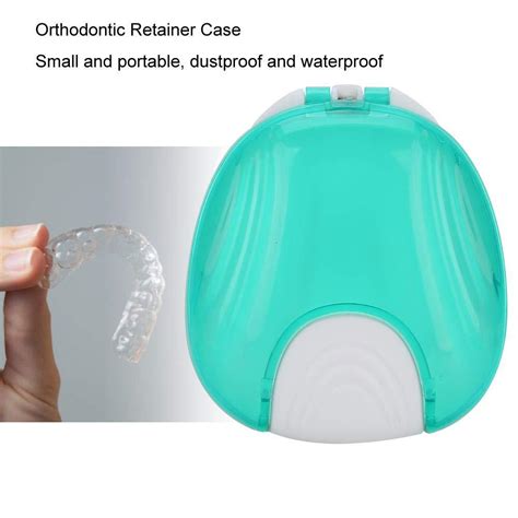 Portable Large Orthodontic Retainer Case Secure Snap Lock Blue