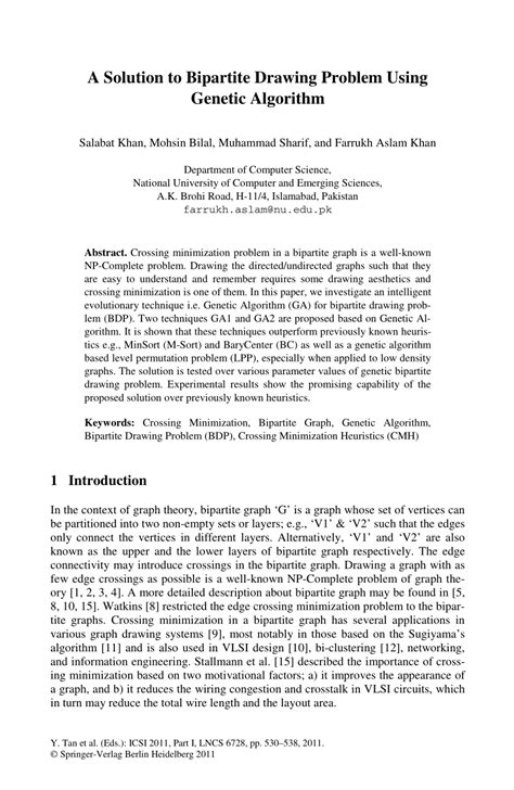 Pdf A Solution To Bipartite Drawing Problem Using Genetic Algorithm