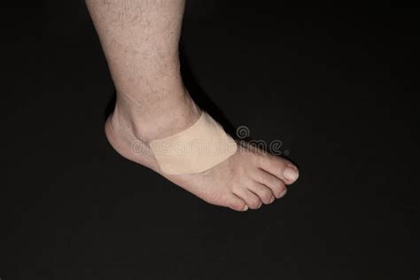 Adhesive Healing Plaster On Asian Man Foot Stock Image Image Of Skin