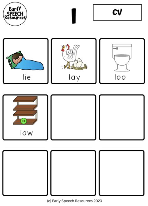 L Cv Articulation Sheet Early Speech Resources