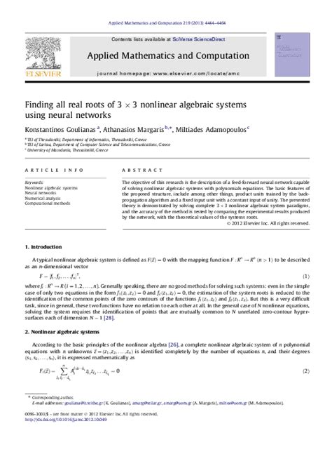 Neural Networks For 3x3 Nonlinear Systems