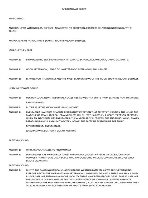 Tv Broadcast Script Pdf Pneumonia Vaccines