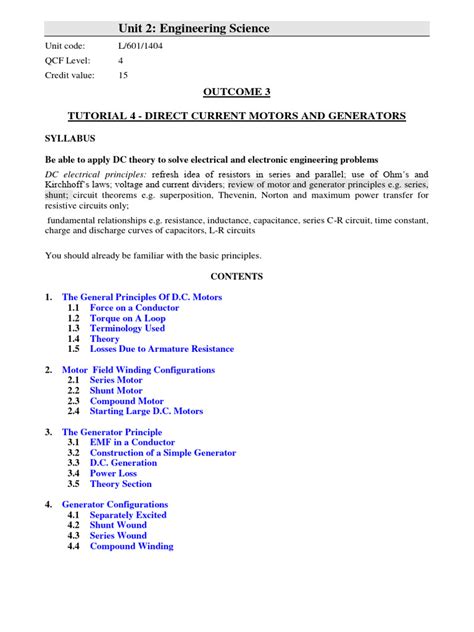 Dc Motor Calculations Pdf Electric Motor Electric Generator
