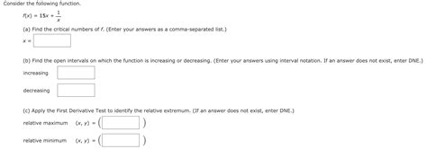 solved consider the following function f x 1 15x x a
