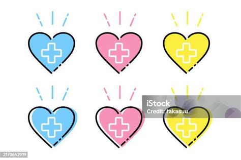 Various Illustrations Of Heart Shape With Cross Rectangles Stock Illustration Download Image