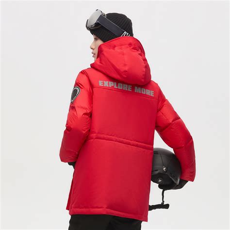 波司登极寒女款中长款连帽鹅绒小廓形防风防钻绒羽绒服工装风外套虎窝淘