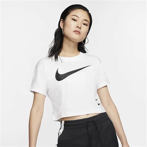 Nike Women S White And Black Crop Top Depop