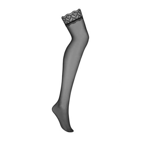 Сексуальні панчохи з мереживною коронкою Obsessive під пояс чорні S