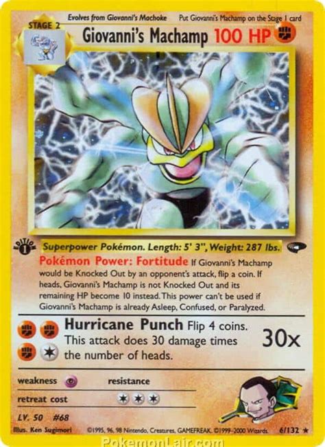2000 pokemon gym challenge 6 giovanni s machamp 1st edition holo psa