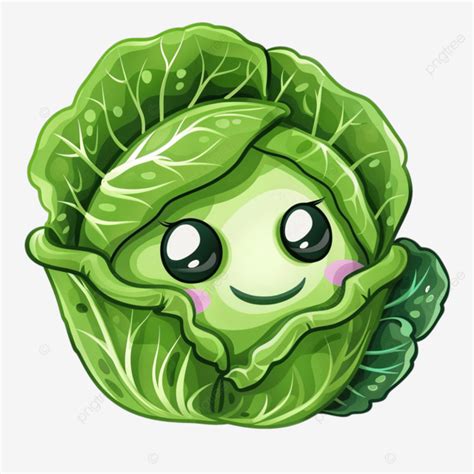 Cute Cabbage Cartoon Graphic Vegetables Grow Emoticon Png