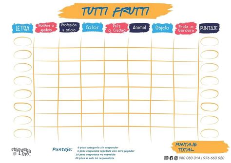 Tuti Fruti Juego Para Imprimir