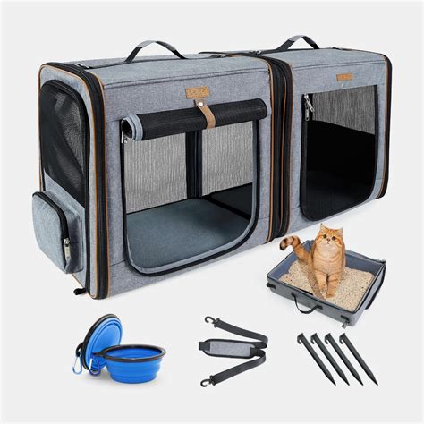 Lekereise Large Cat Carrier For 2 Cats 2 In 1 Cat Travel Carrier With