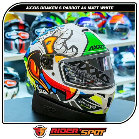 Axxis Draken S Parrot A0 Matt White Helmet Riderspot