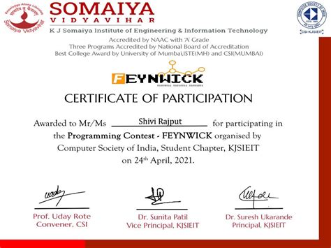 Shivi Rajput On Linkedin Certificate Of Participation In The