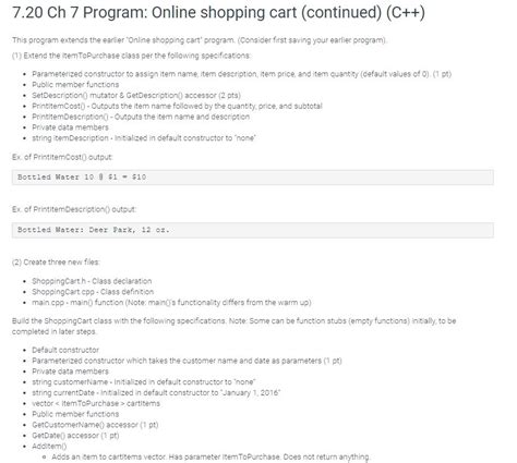 720 Ch 7 Program Online Shopping Cart Continued