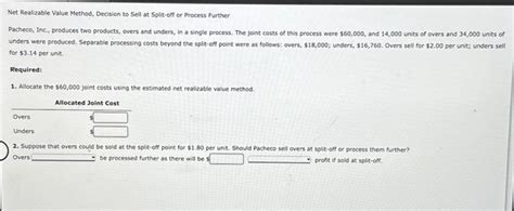 solved net realizable value method decision to sell at
