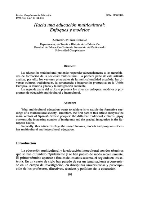Pdf Hacia Una Educación Multicultural
