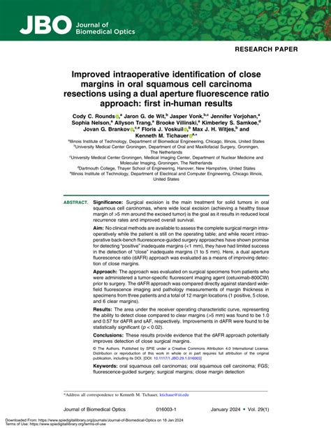 Pdf Improved Intraoperative Identification Of Close Margins In Oral