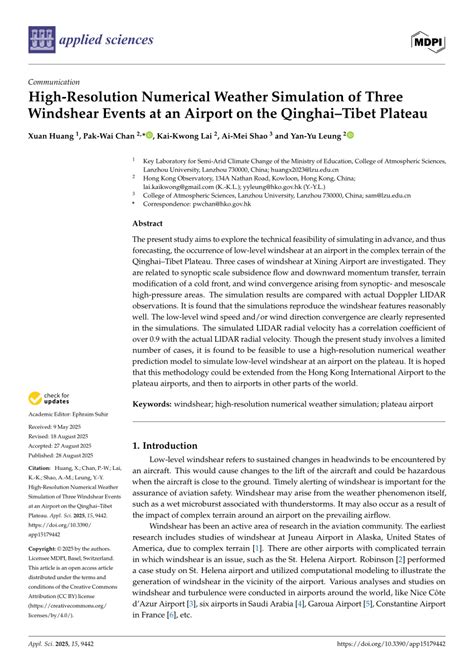 Pdf High Resolution Numerical Weather Simulation Of Three Windshear Events At An Airport On