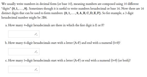 Solved We Usually Write Numbers In Decimal Form Or Base Chegg Com