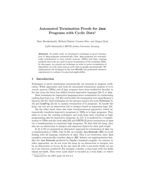 Pdf Automated Termination Proofs For Java Programs With Cyclic Data