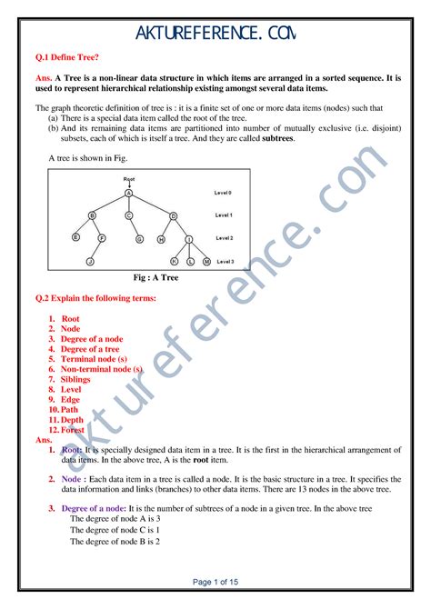 Ds Unit 3 Best Notes For Good Marks Q Define Tree Ans A Tree Is A