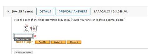 Solved Find The Sum Of The Finite Geometric Sequence Round Chegg