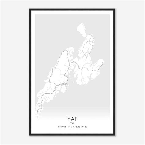 Yap Yap Map Poster Yap City Road Wall Art Print Custom Maps And Posters
