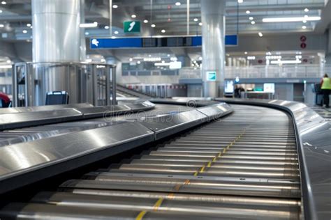 Empty Baggage Claim Conveyor Belt Winding Through Airport Terminal