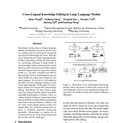Cross Lingual Knowledge Editing In Large Language Models Acl Anthology