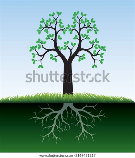 Green Tree Grass Vector Outline Illustration Stock Vector Royalty Free 2169481617 Shutterstock